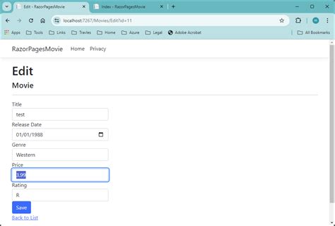 Entity Framework 11 1 With Net Core Razor Pages Code First 2