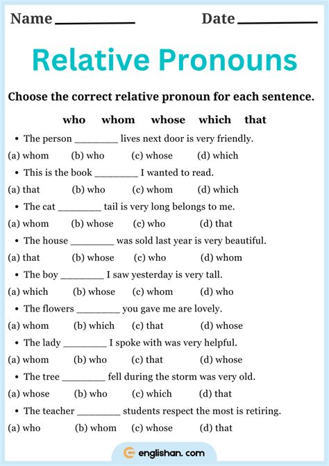Relative Pronouns Worksheets With Answers • Englishan