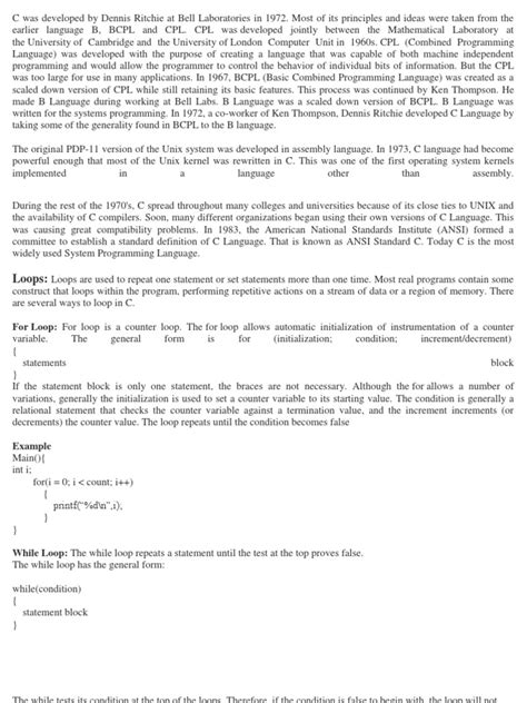 c was developed by dennis ritchie at bell laboratories in 1972 pdf class computer