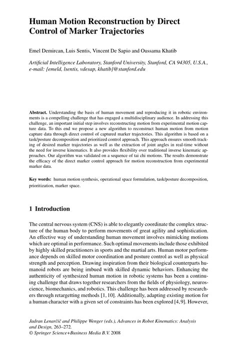 Pdf Human Motion Reconstruction By Direct Control Of Marker Trajectories