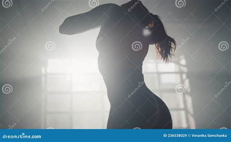 Girl Performing Exercises To Warm Up Neck Muscular Woman Stretching Neck Stock Image Image Of