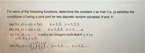 solved for each of the following functions determine the