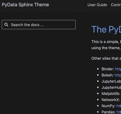 the left sidebar border is not visible in dark theme · issue 630 · pydata pydata sphinx theme