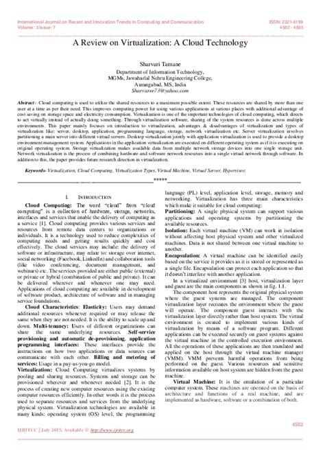 Pdf A Review On Virtualization Cloud Technology