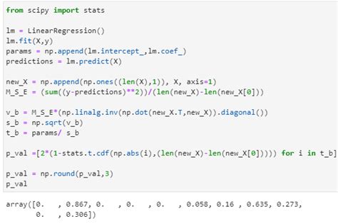 Find P Value Significance In Scikit Learn Linear Regression