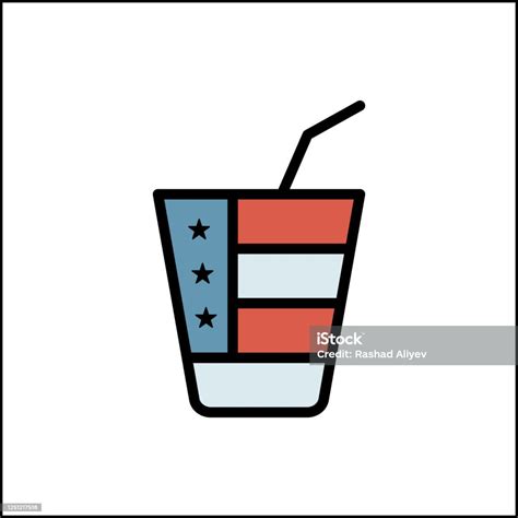 음료 병 미국 플래그 아이콘 Ui 및 Ux 웹 사이트 또는 모바일 응용 프로그램에 대한 미국 아이콘의 윤곽 벡터 요소와 간단한