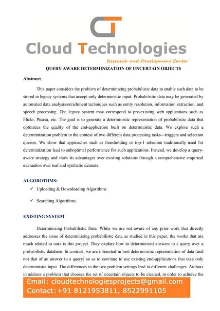 Query Aware Determinization Of Uncertain Objects Doc