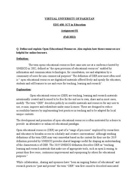 Edu 430 Assignment 01 Fall 2022 Pdf Teaching Method Human