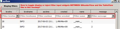 Python How To Inject Widgets Between Qheaderview And Qtableview