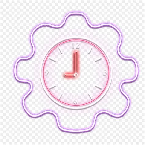 Neon Lights Effect PNG Picture Clock Neon Light Effect Gear Stop Time Number Neon Light