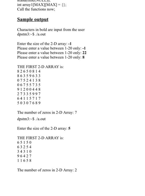 Solved Purpose Use 2 Dimensional Array Use Functions In The