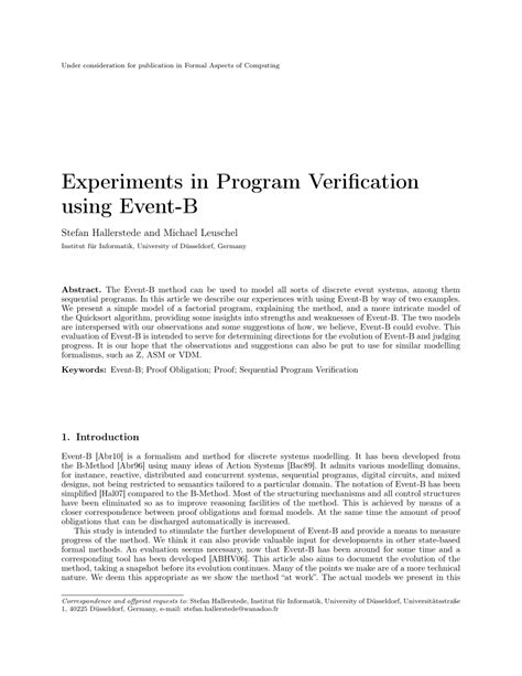 pdf experiments in program verification using event b