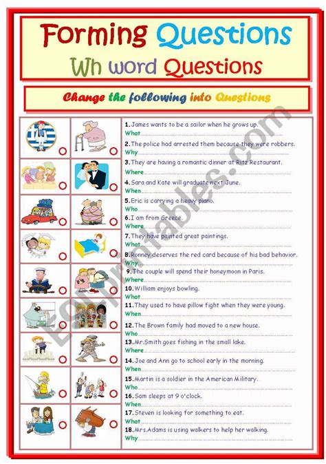 Forming Questions Wh Word ESL Worksheet By Ms Sara Q8