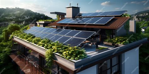 Premium Ai Image Classical Hi Tech Modern House With Solar Panels On