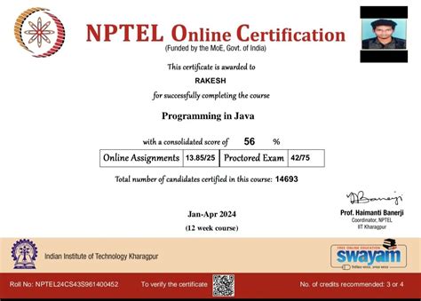 Rakesh Poojary On Linkedin Nptel Javaprogramming Continuouslearning