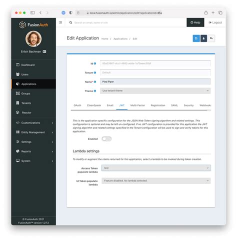 jwt populate lambda and application properties fusionauth forum