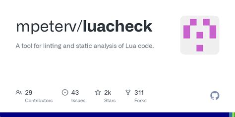 Github Mpeterv Luacheck A Tool For Linting And Static Analysis Of Lua Code