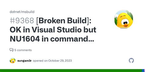 Broken Build Ok In Visual Studio But Nu1604 In Command Line · Issue