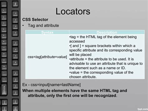 Selenium Locators Pptx Web Design And Html Internet