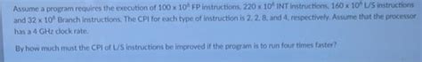 Solved Assume A Program Requires The Execution Of 100×10−1fp