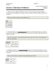 Session Learning Activity Inheritance Problems I Docx Student Name Dr Perez BIO A Session