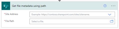 get file metadata using path action in sharepoint connector power