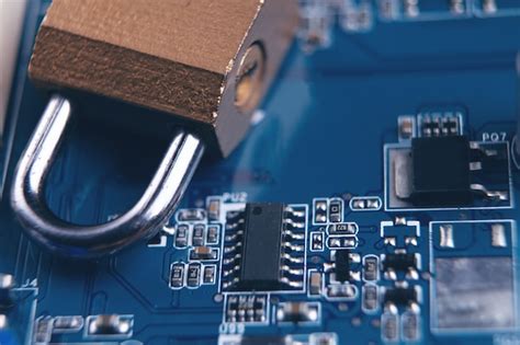 Premium Photo Padlock With Cpu Board