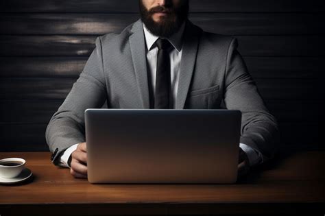 Premium Ai Image Business Man Typing On Laptop Keyboard