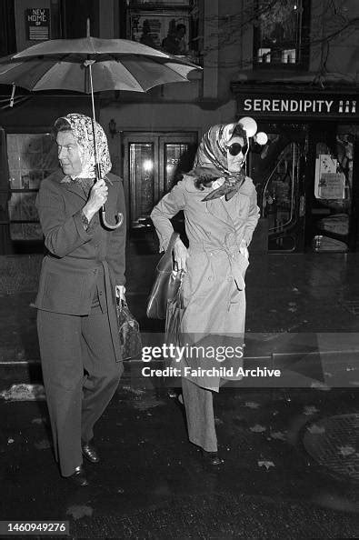 Jackie Kennedy Onassis Leaving Serendipity 3 Wearing A Scarf Over Her