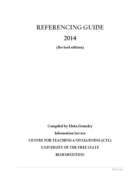 Harvard Referencing Referencing Guide 2014 Revised Edition Compiled