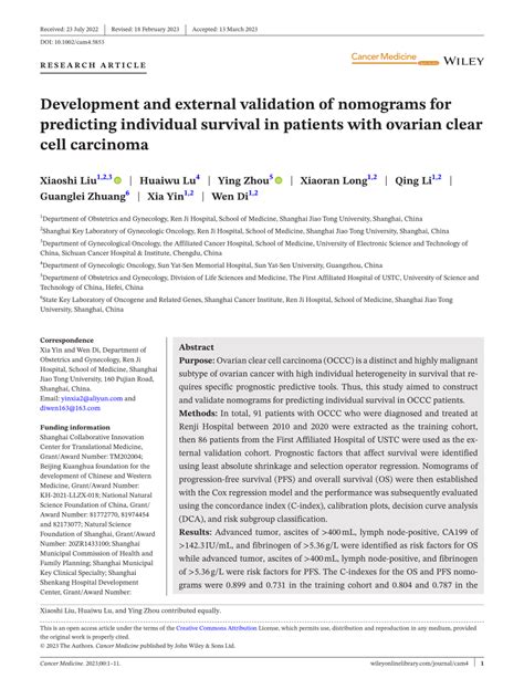 pdf development and external validation of nomograms for predicting