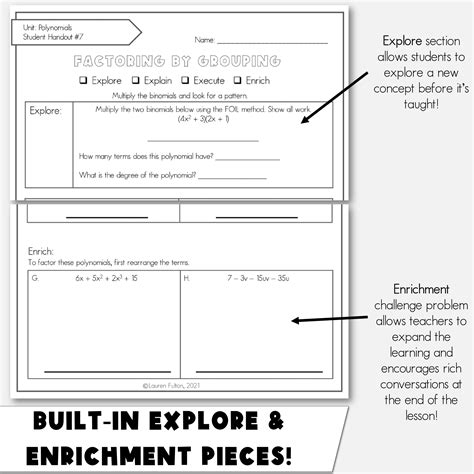 Factoring By Grouping Notes For Quadratic And Polynomial Expressions Lauren Fulton Math
