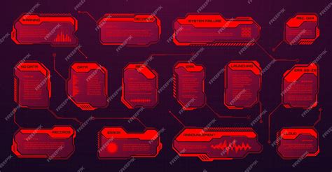 Premium Vector Red Futuristic Hud Or Ui Elements Scifi User Interface