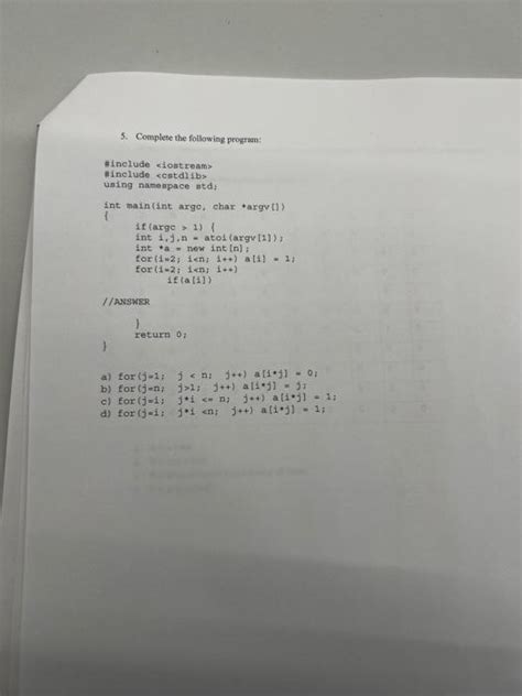 Solved 5 Complete The Following Program Answer 1 Return