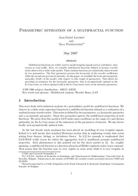 pdf parametric estimation of a multifractal function