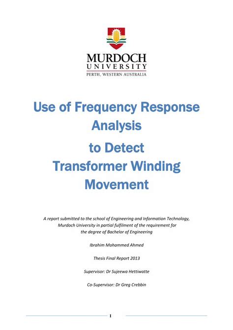 Pdf Use Of Frequency Response Analysis To Detect Transformer