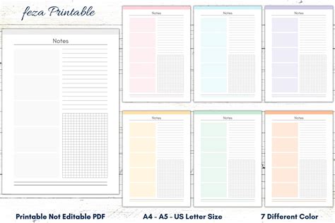 Printable Lined And Grid Note Pages Template Lined Grid Note Page Daily Weekly Notes Monthly