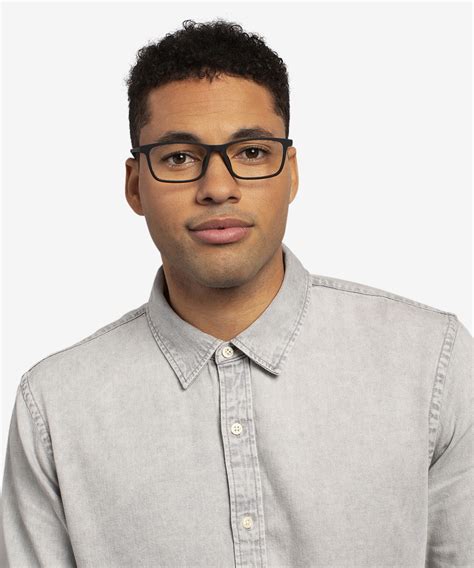 Rebus Rectangle Matte Black Glasses For Men Eyebuydirect