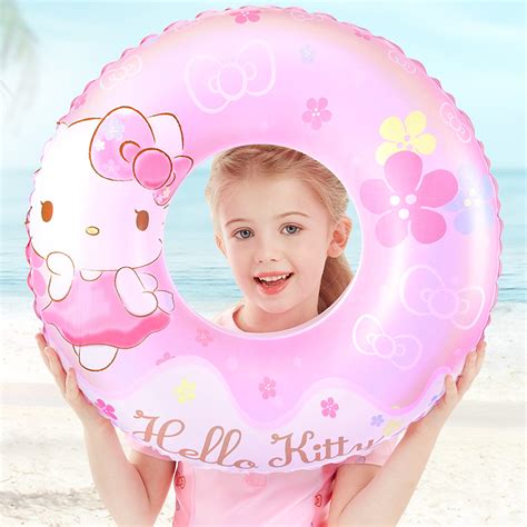 儿童游泳圈hellokitty女童宝宝3岁防侧翻腋下网红充气加厚救生圈虎窝淘