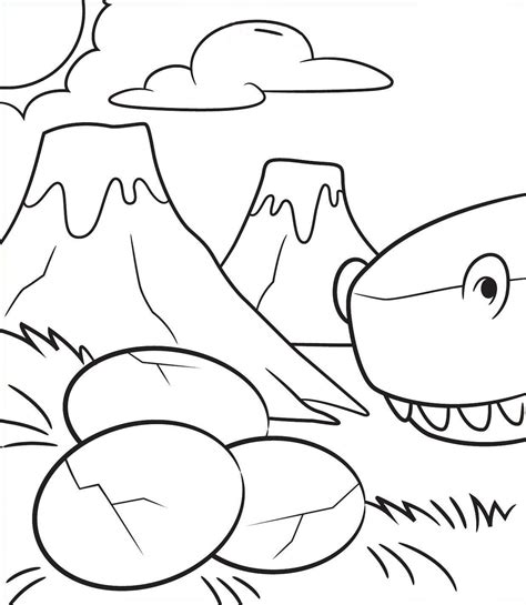 Dinosaur And Volcano Coloring Pages
