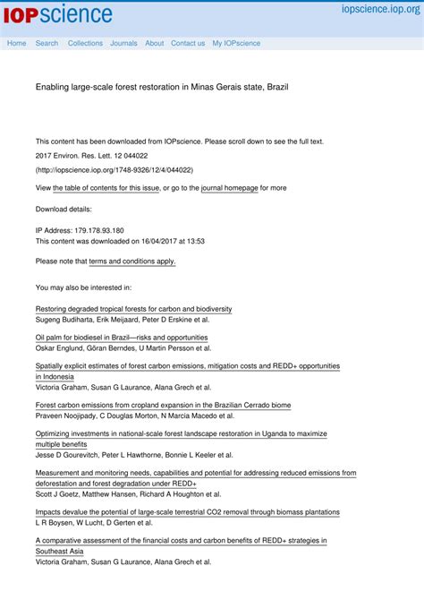 Pdf Enabling Large Scale Forest Restoration In Minas Gerais State