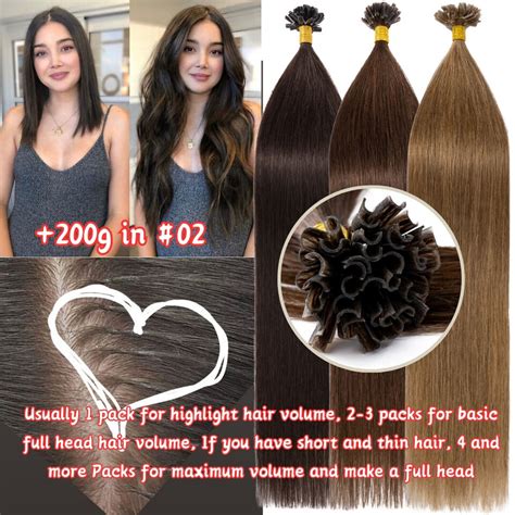 200s Fusion Remy Human Hair Extensions Pre Bonded Nail U Tip Keratin