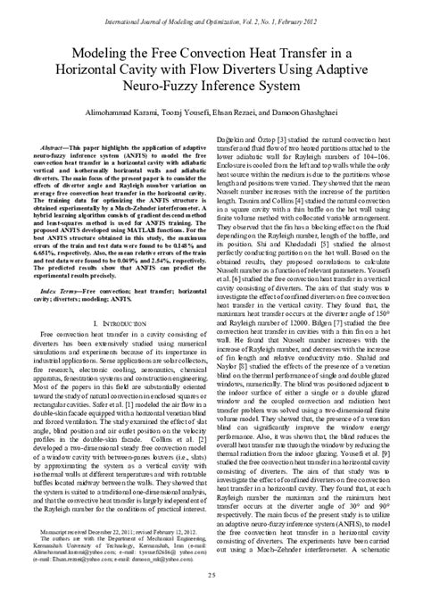 Pdf Modeling The Free Convection Heat Transfer In A Horizontal Cavity With Flow Diverters