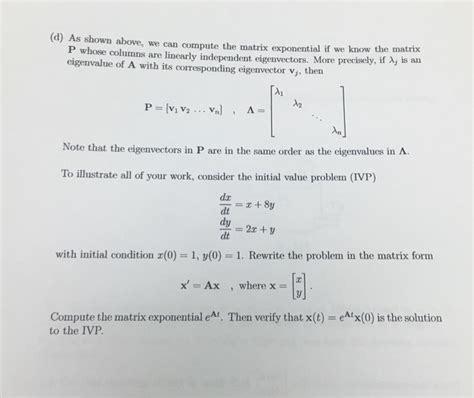 Solved Optional Matrix Exponential Extra Credit Matrix Chegg Com