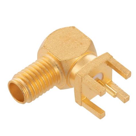 Rf Pcb Connector Ssma Female Right Angle Connector Solder Attachment