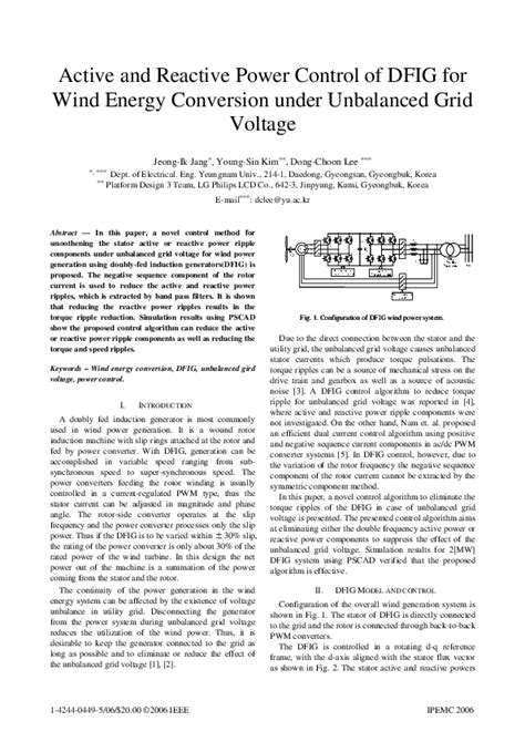 Pdf Active And Reactive Power Control Of Dfig For Wind Energy