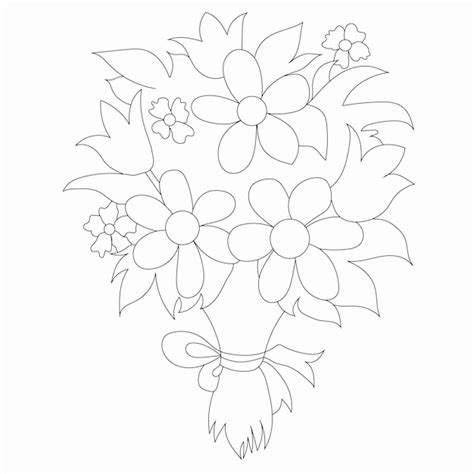 라인 아트 꽃 그리기 프리미엄 벡터