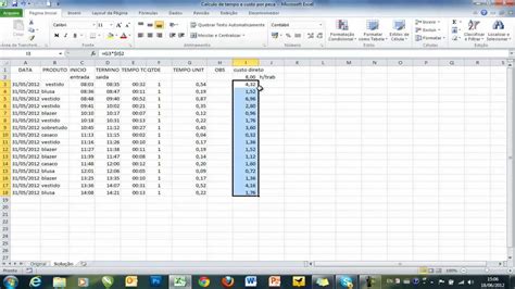 Cálculo De Custos Diretos Cálculo De Horas No Excel Youtube