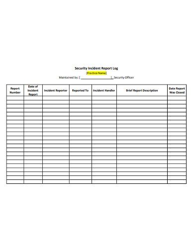 FREE 10 Incident Report Log Templates In PDF MS Word