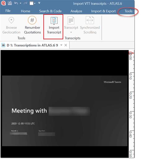 Importing Automated Transcripts In Vtt And Srt Format Atlasti 9 Windows User Manual
